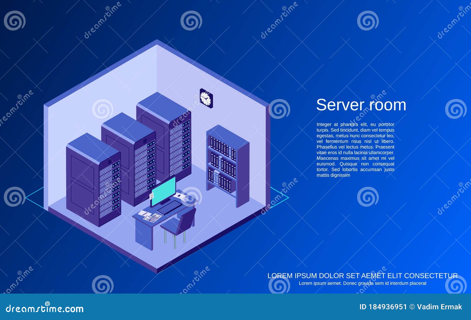 Server Room, Data Center Interior Isometric Vector Concept Stock Vector ...