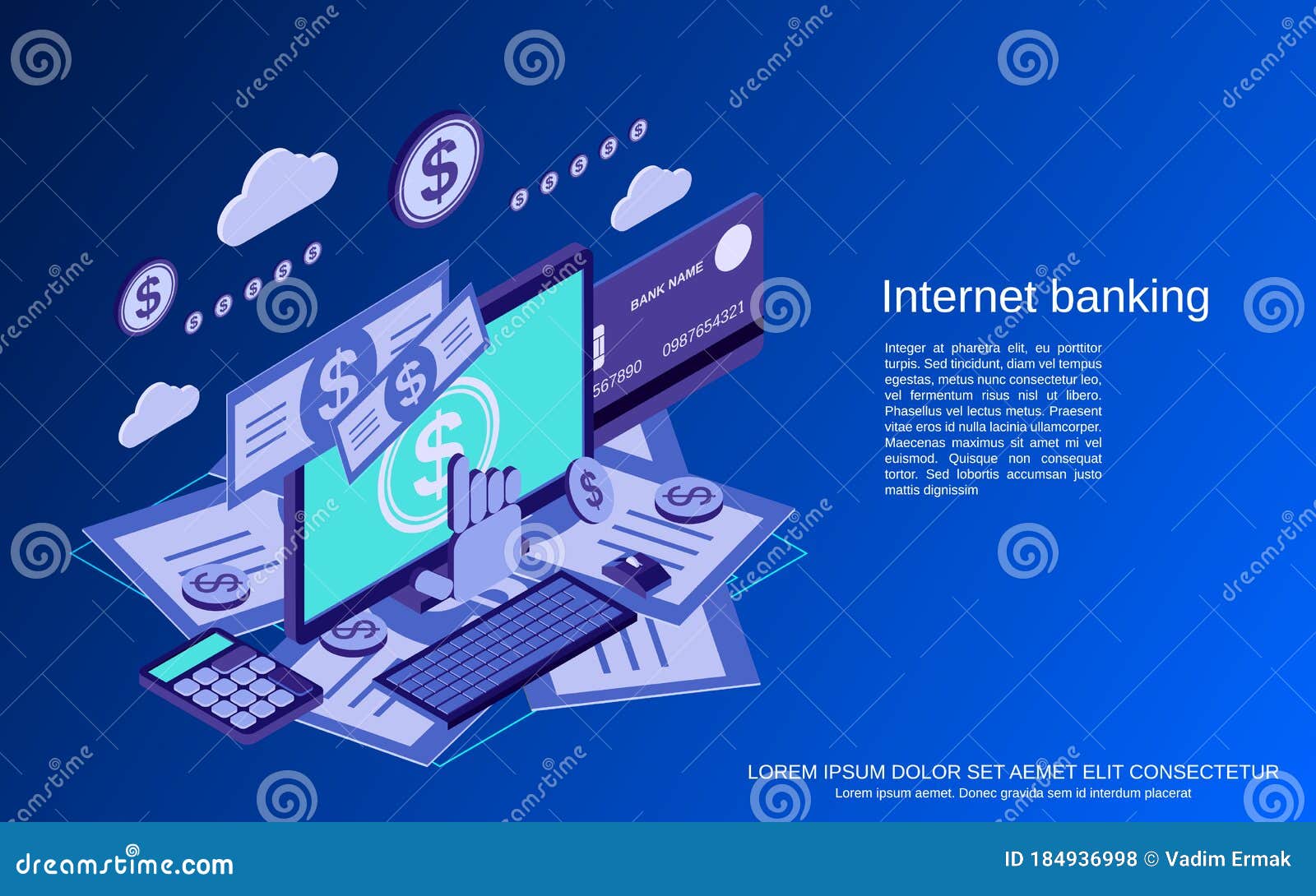 Internet Banking Money Transfer Financial Transaction Vector Concept