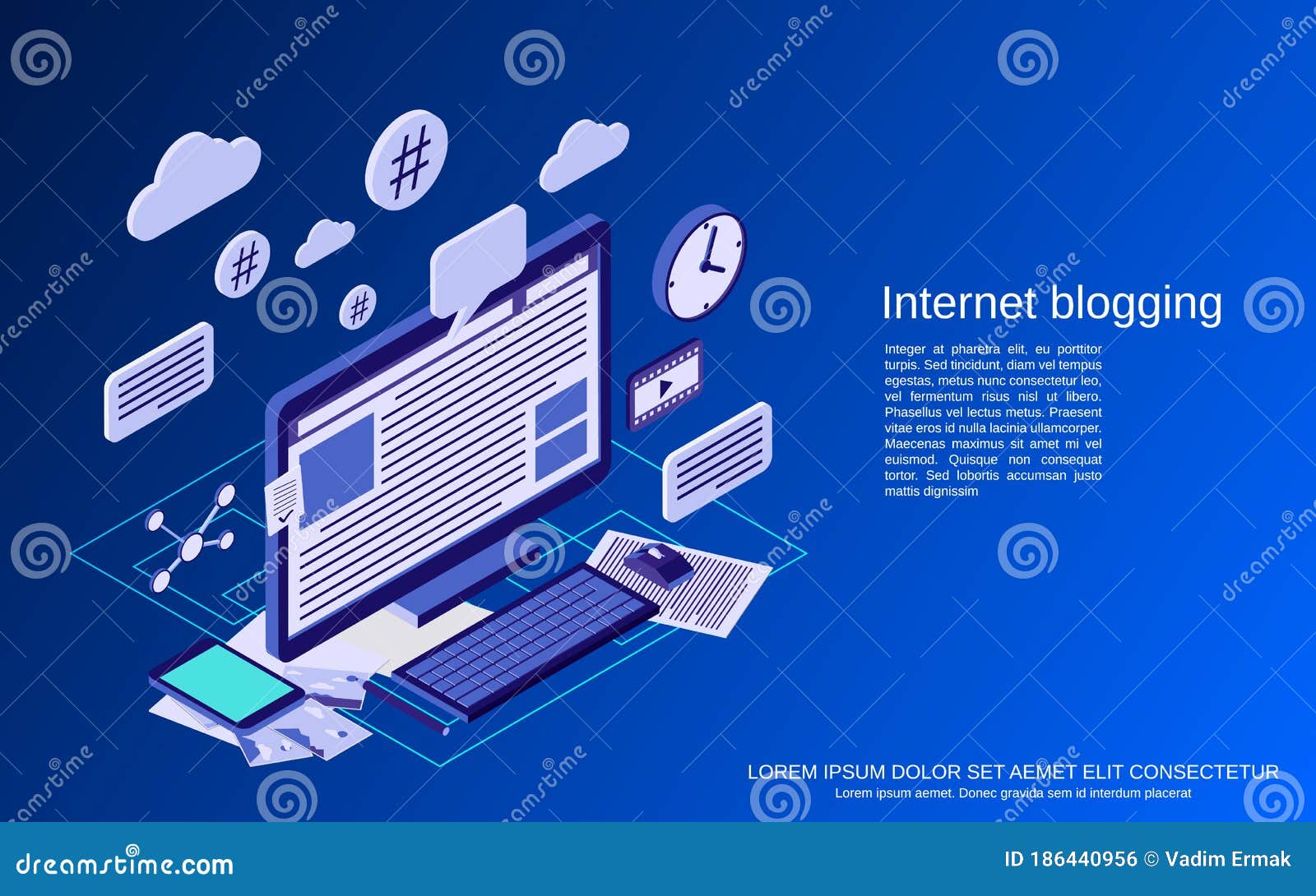 Internet Blogging, Blog Management, Web Publication Vector Concept ...