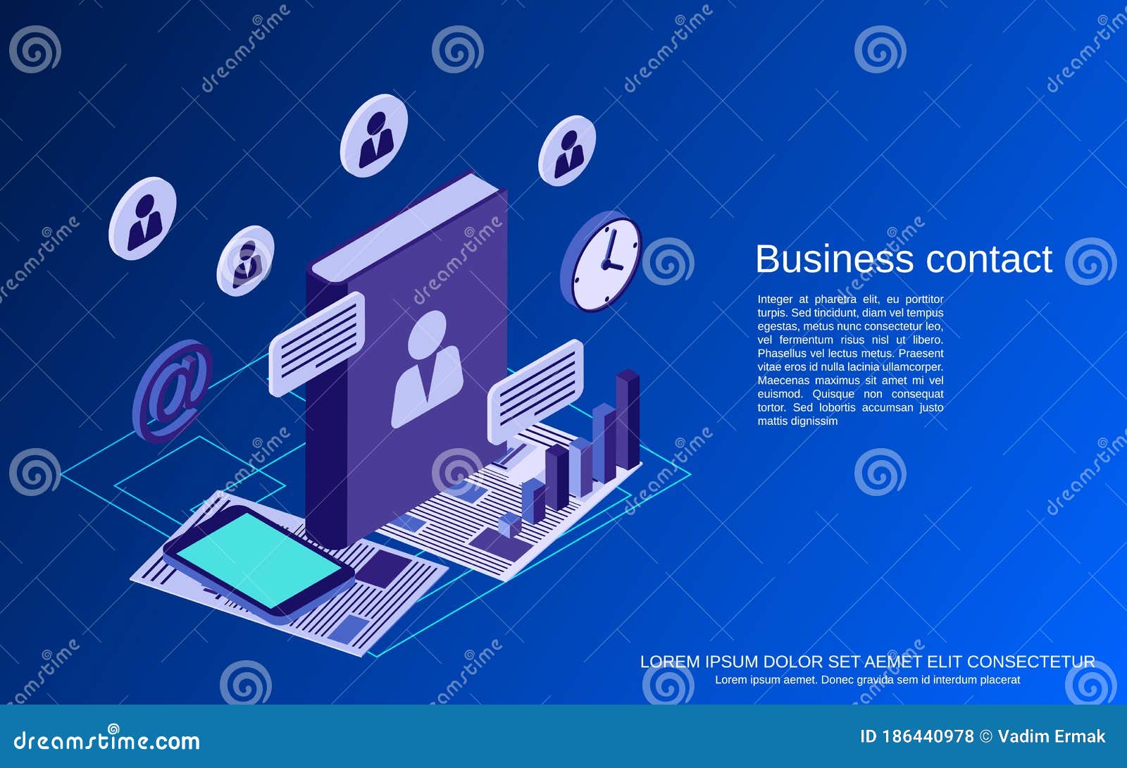 Business Contact Vector Concept Stock Vector - Illustration of gadget ...