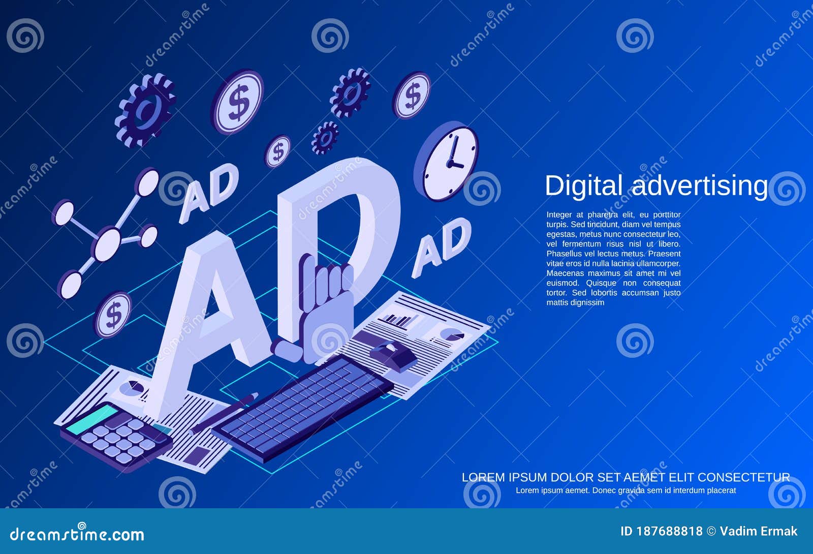 Digital Advertising, Promotion, Marketing Vector Concept Stock Vector ...