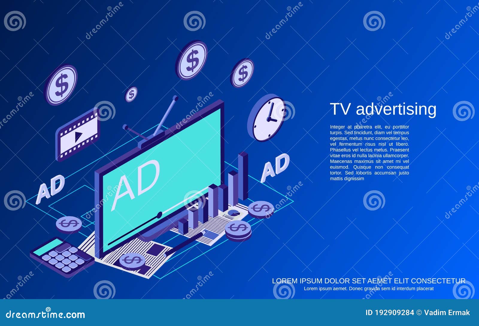 TV Marketing, Advertisement Vector Concept Stock Vector - Illustration ...
