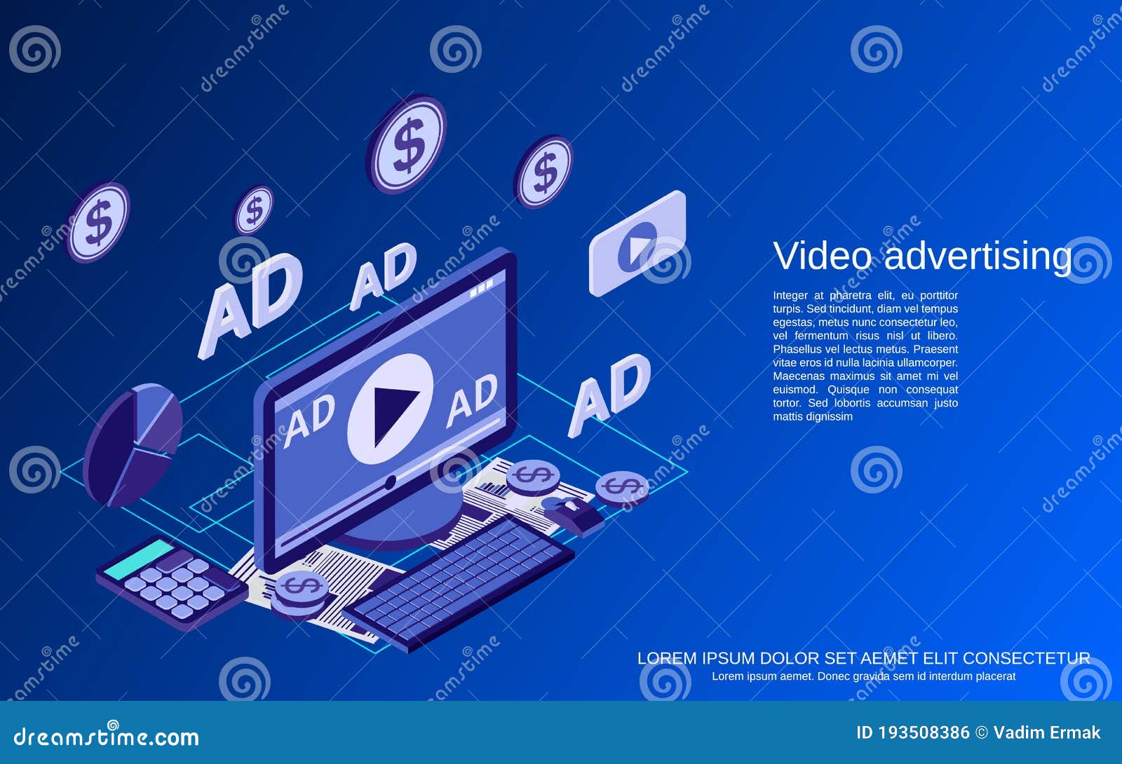 Video Advertising, Promotion, Marketing Vector Concept Stock Vector ...