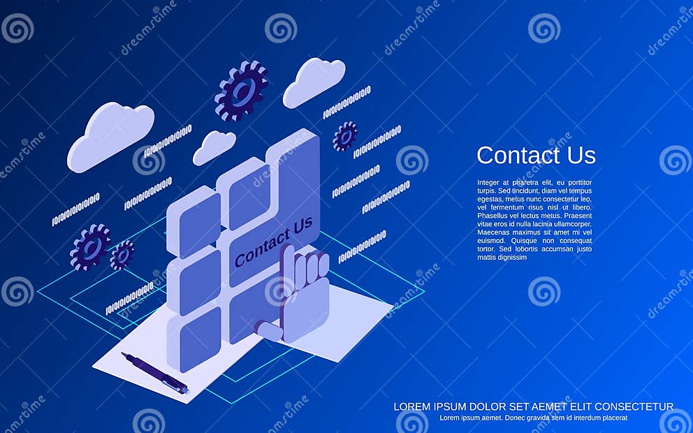 Contact Us Isometric Vector Concept Stock Vector - Illustration of ...