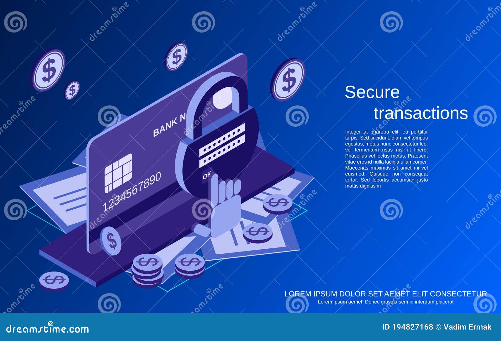 Secure Transaction, Financial Security, Money Protection Vector Concept ...