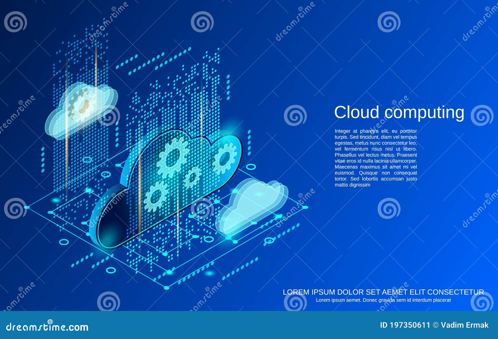 Cloud Computing, Network, Data Processing Isometric Vector Concept Stock Vector - Illustration ...