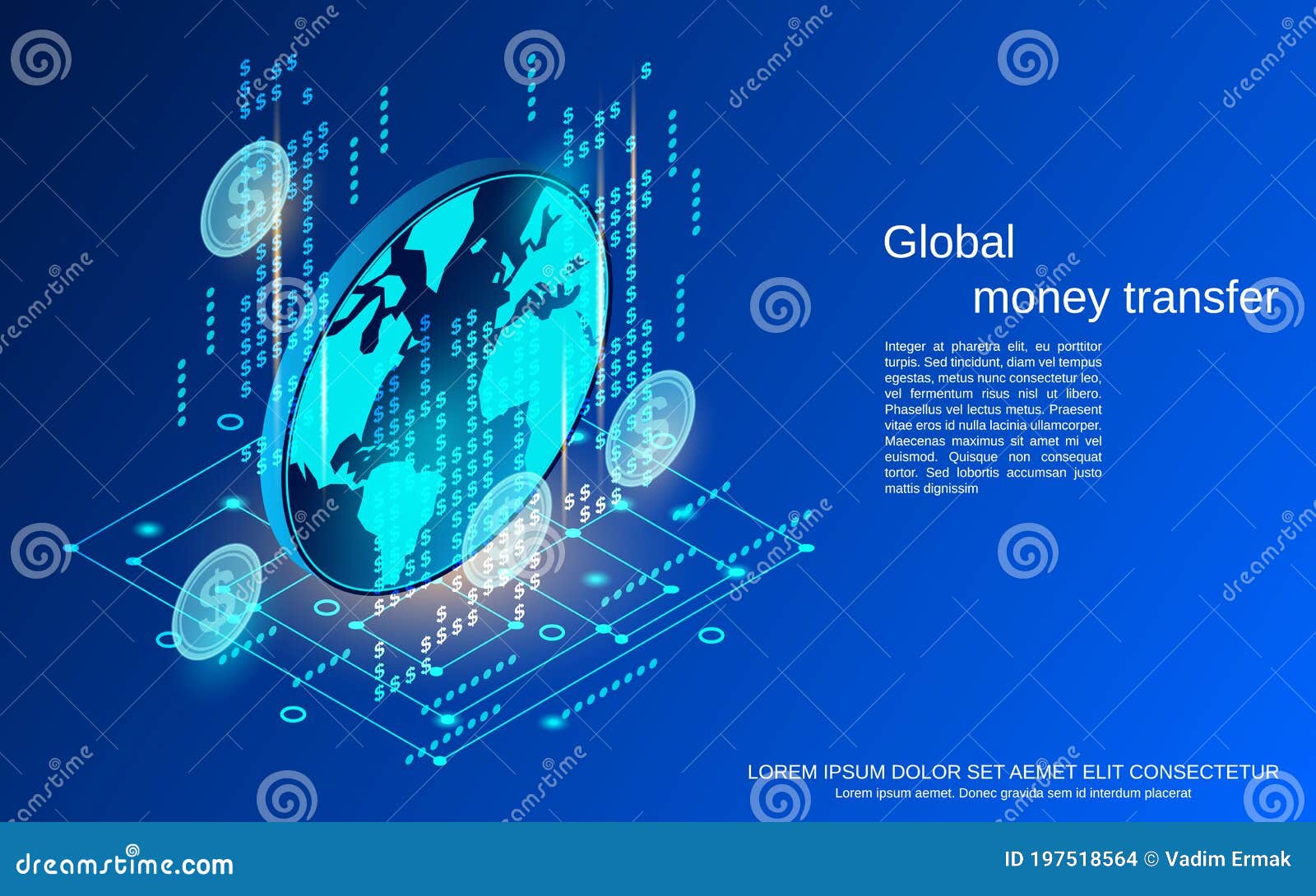 Global Money Transfer, Financial Transactions Isometric Vector Concept ...