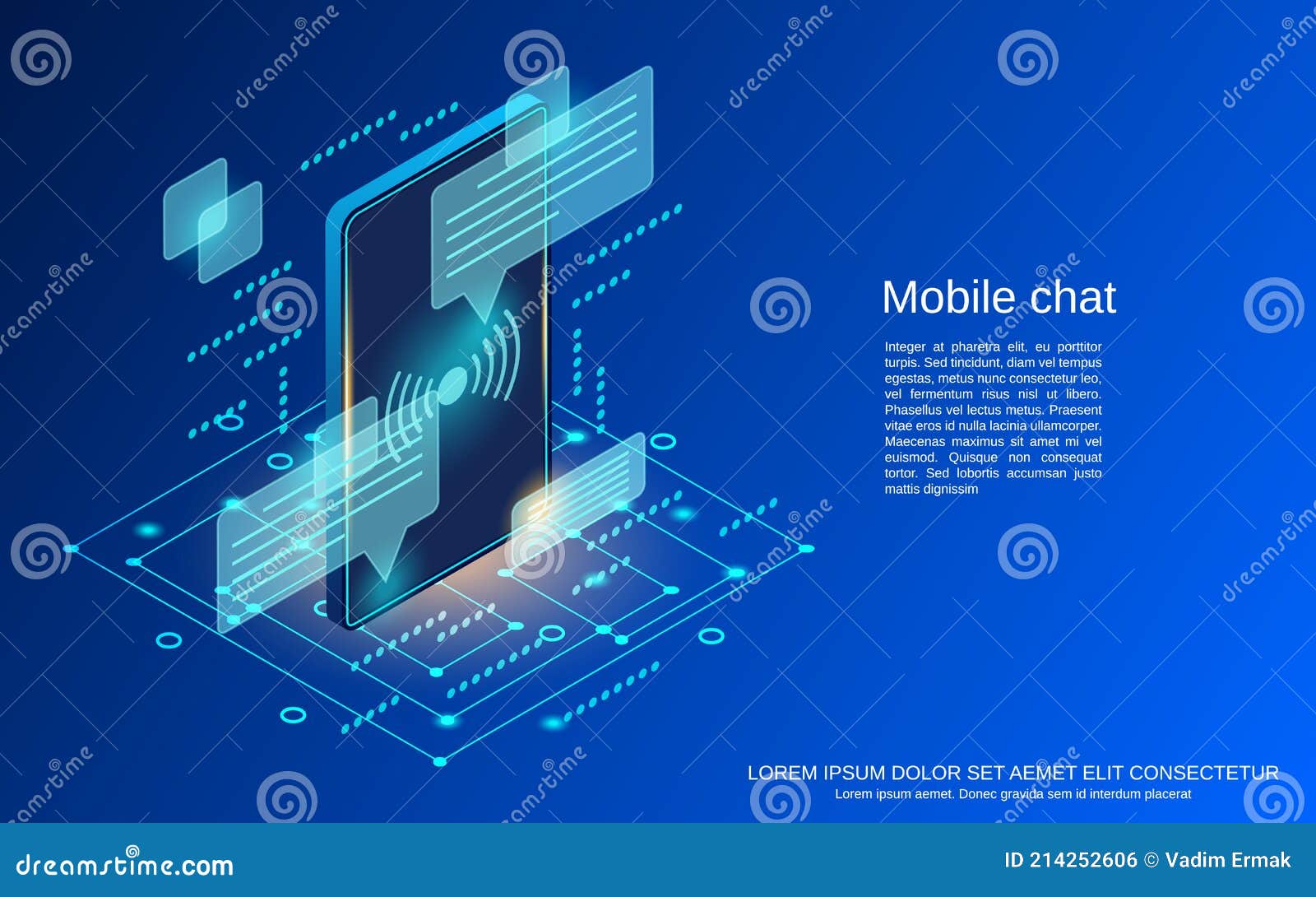 Mobile Chat Isometric Vector Concept Stock Vector - Illustration of ...