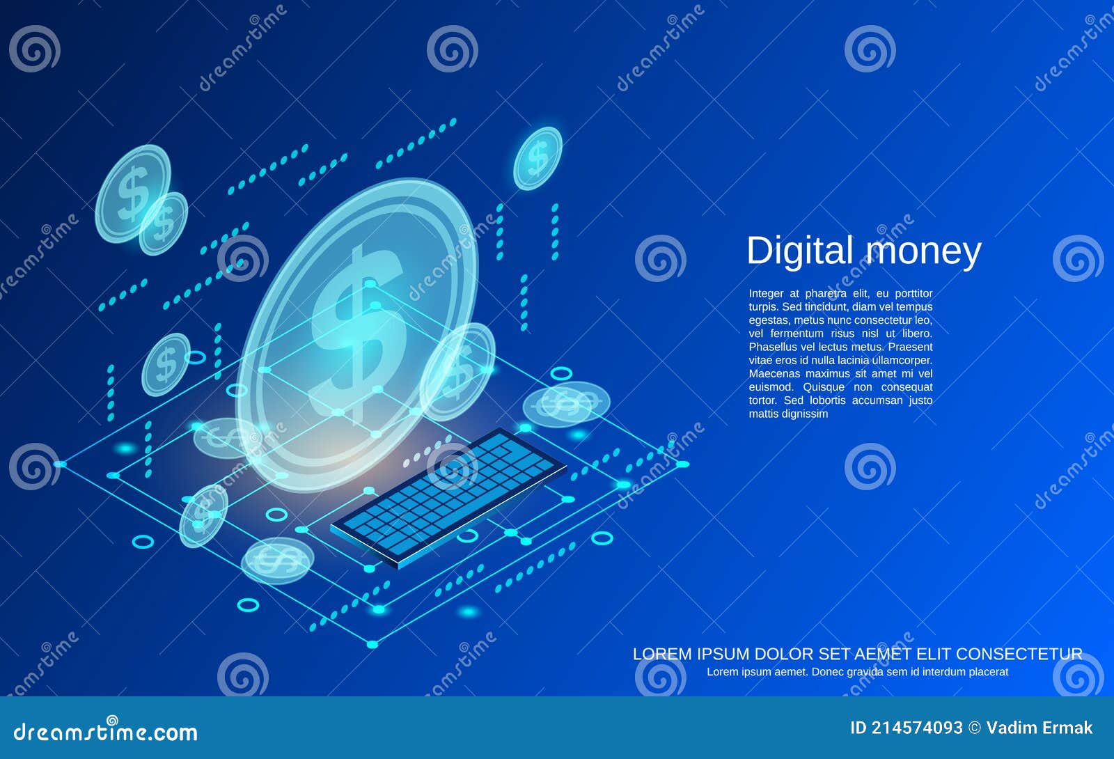 Digital Money Isometric Vector Concept Stock Vector - Illustration of ...