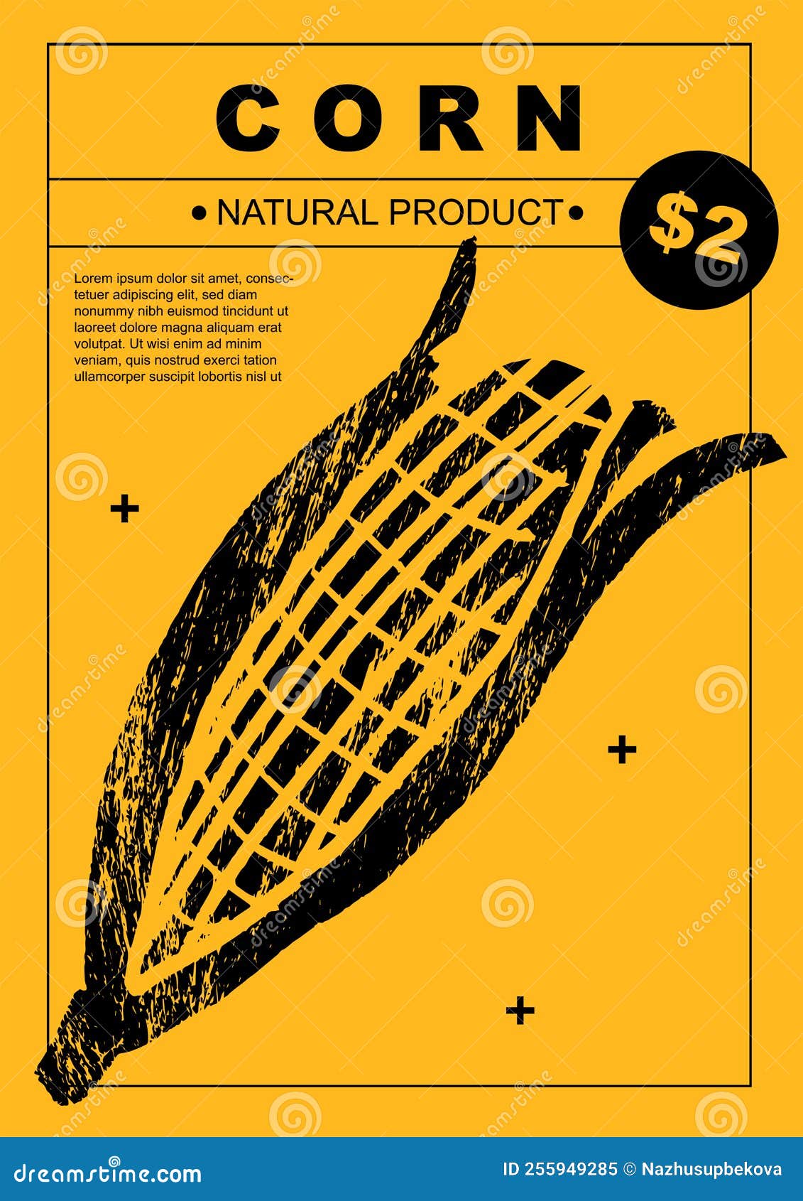 Corn. Set of Posters of Fruits and Vegetables in a Abstract Draw Design ...