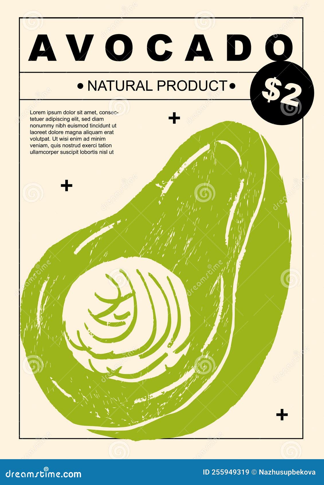 Avocado. Set of Posters of Fruits and Vegetables in a Abstract Draw ...