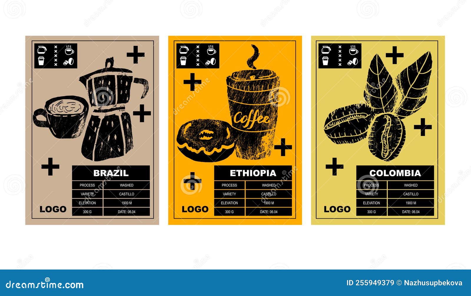 Packaging Design for Coffee. Drawing Art for Packaging Label. Stock ...