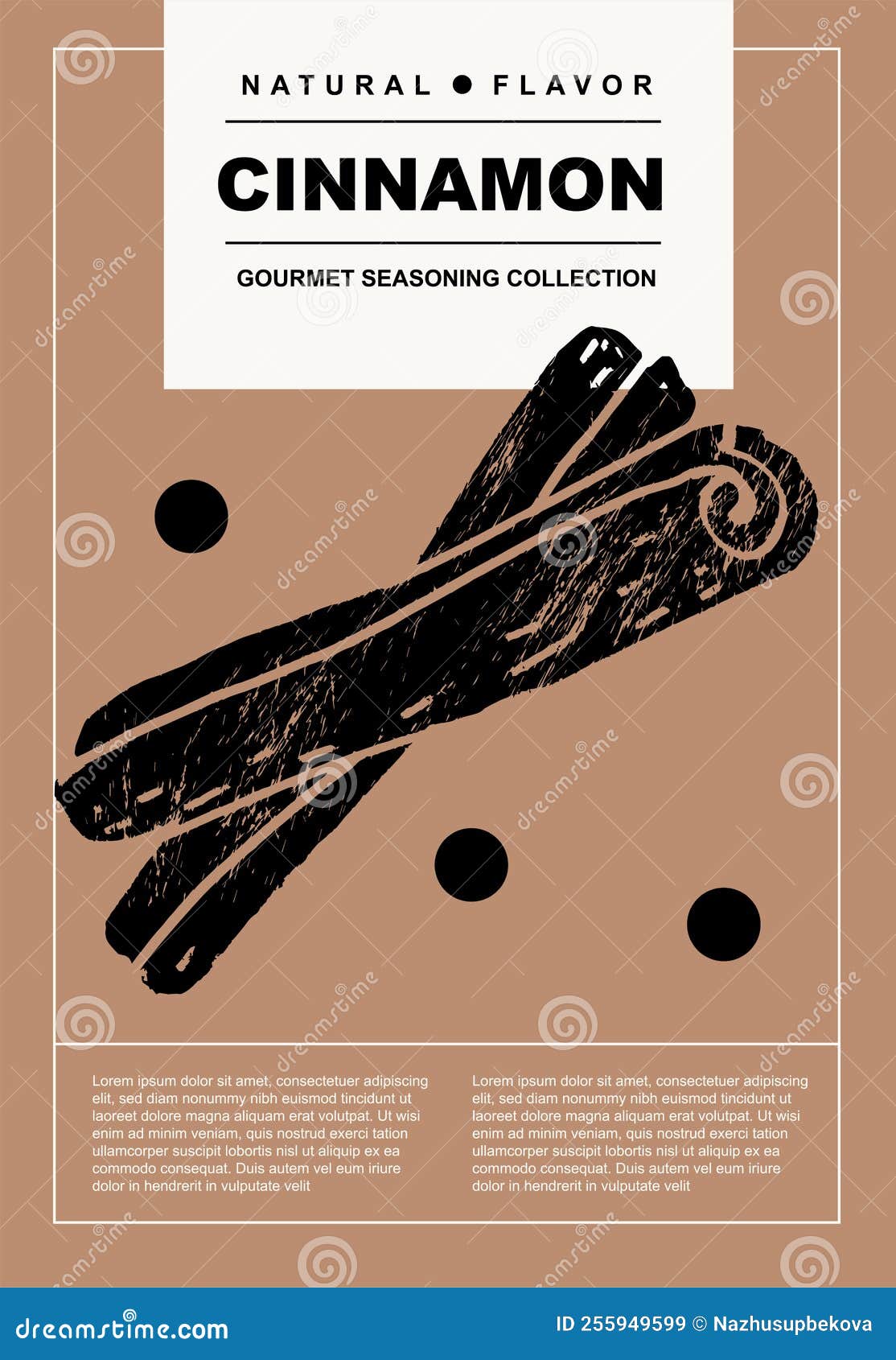 Cinnamon. Set of Posters of Spices, Herbs, Organic Product in a ...