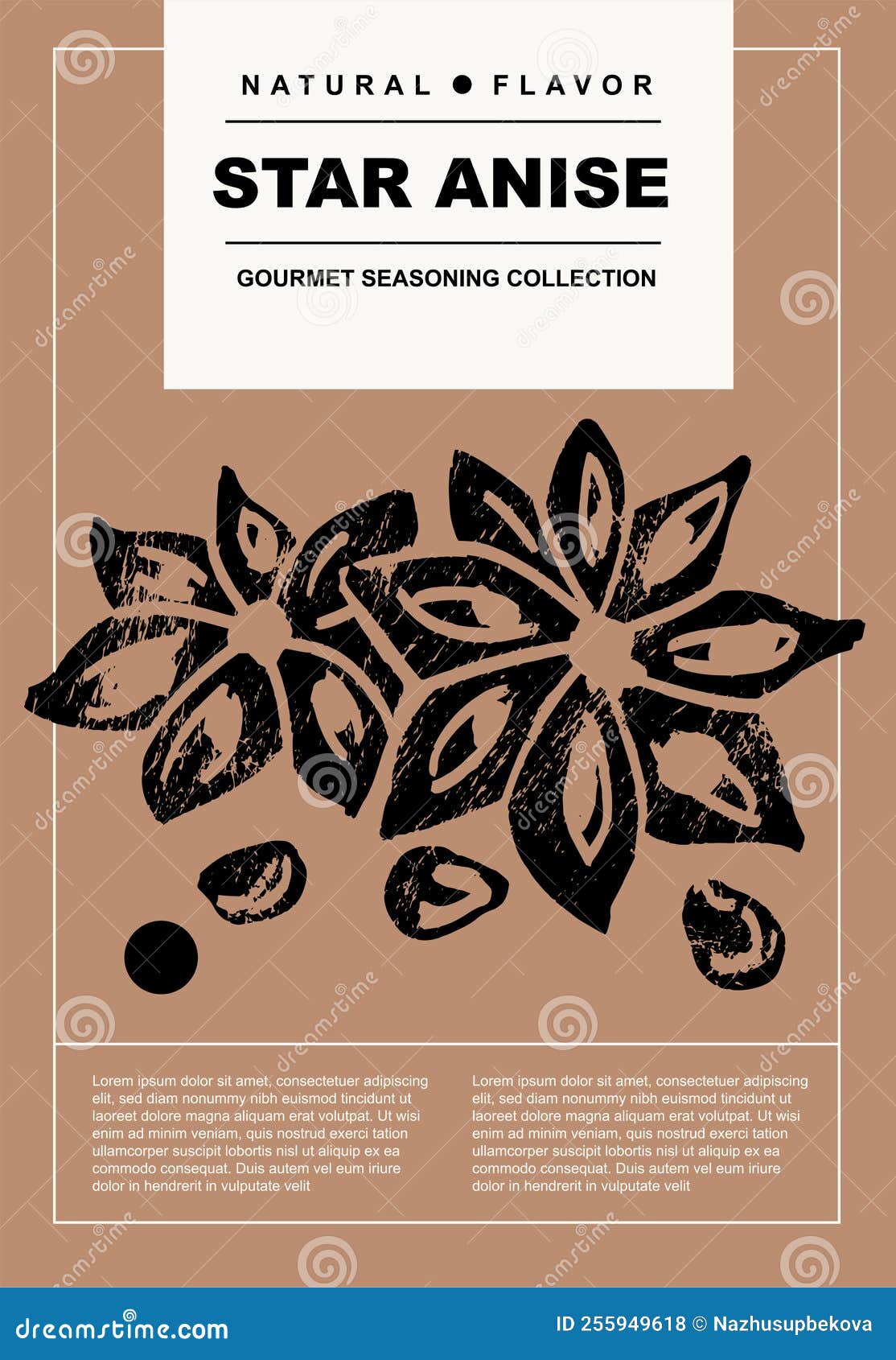 Star Anise. Set of Posters of Spices, Herbs, Organic Product in a ...