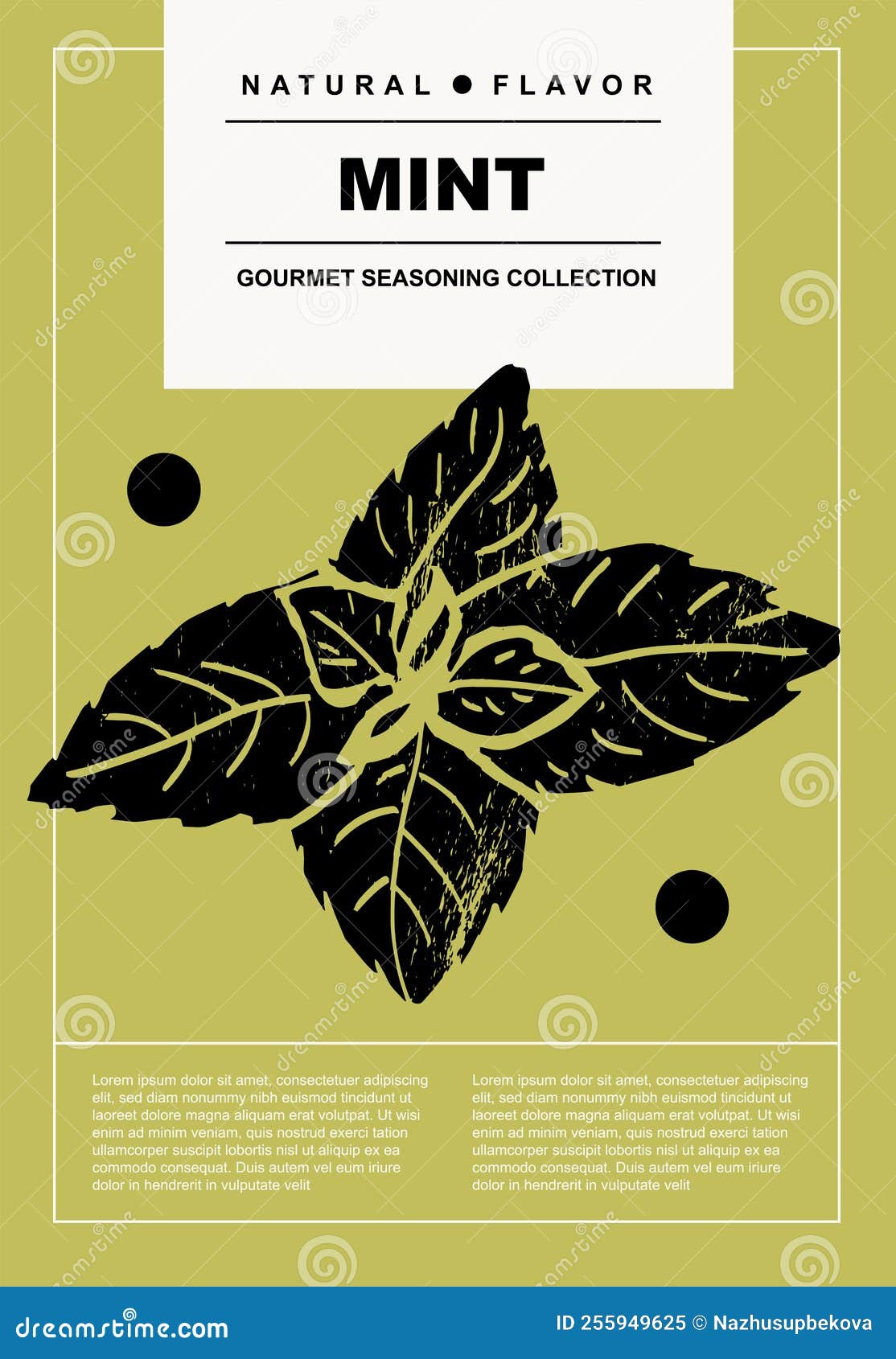 Mint. Set of Posters of Spices, Herbs, Organic Product in a Abstract ...