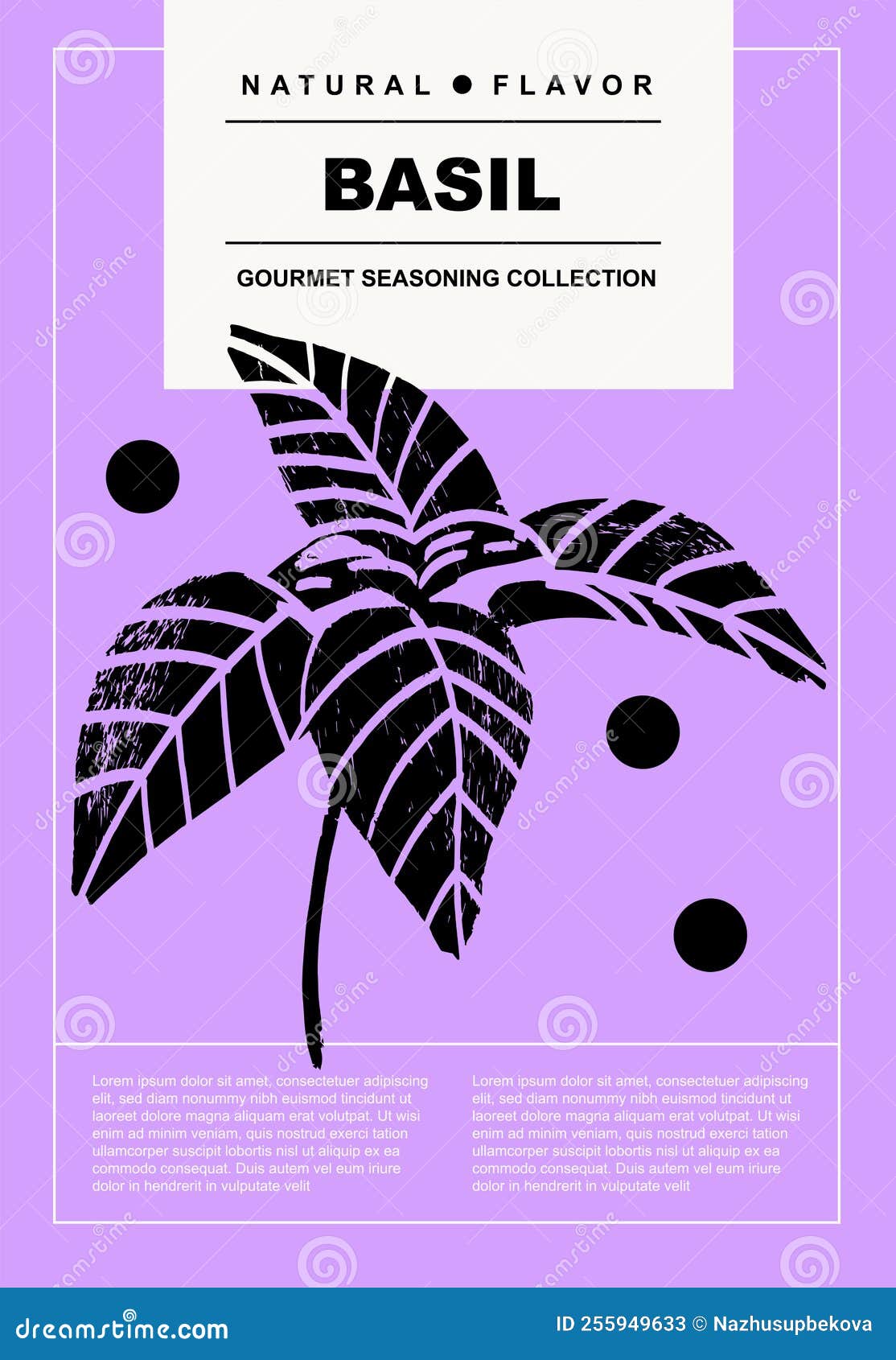 Basil. Set of Posters of Spices, Herbs, Organic Product in a Abstract ...