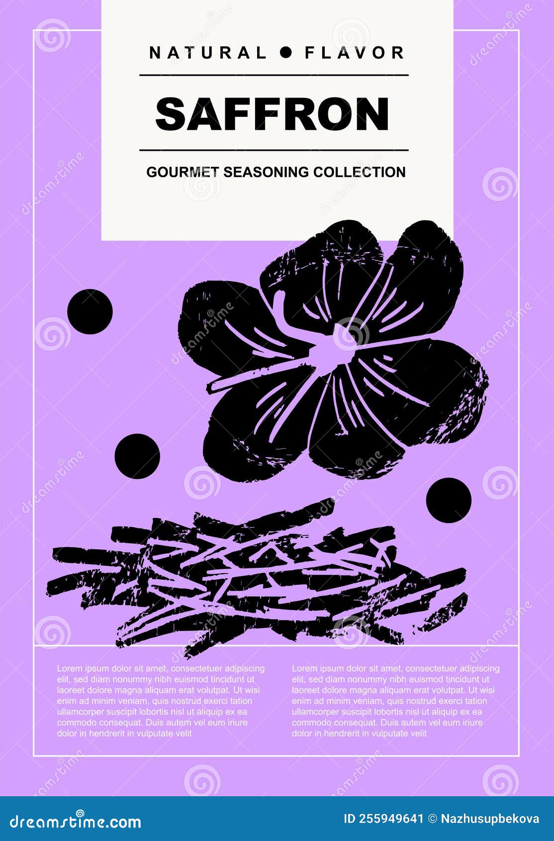 Saffron. Set of Posters of Spices, Herbs, Organic Product in a Abstract ...