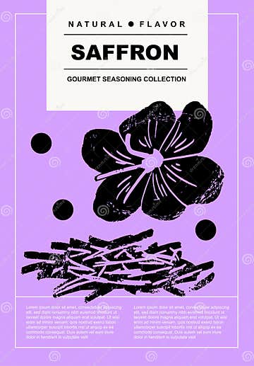 Saffron. Set of Posters of Spices, Herbs, Organic Product in a Abstract ...