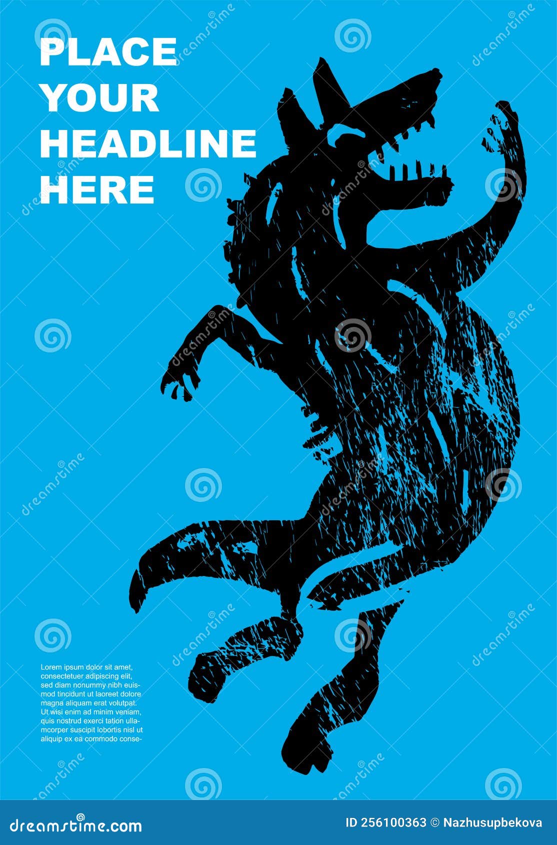 Wolf. Abstract Folk, Wild Animal Poster. Jungle, Forest. Set of ...