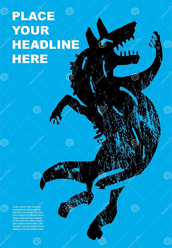 Wolf. Abstract Folk, Wild Animal Poster. Jungle, Forest. Set of ...