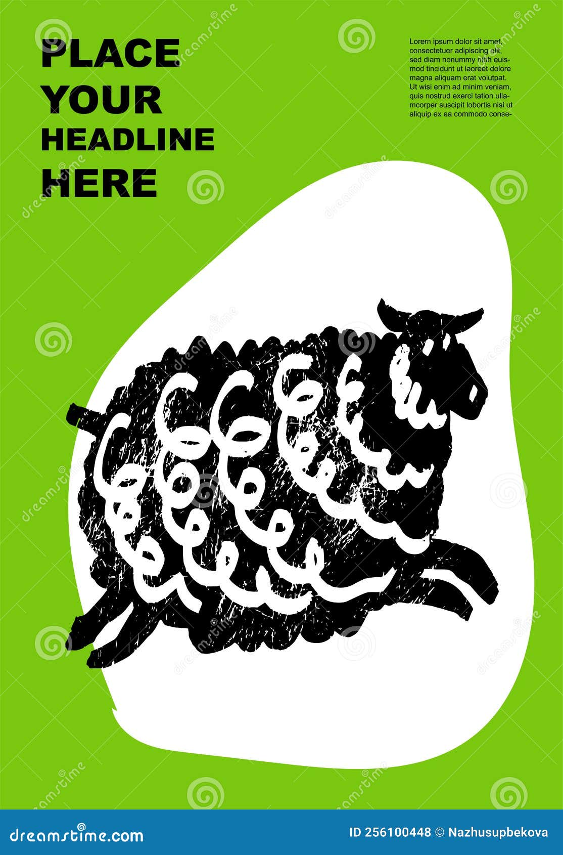 Sheep. Abstract Domesticated Animal Poster. Jungle, Forest. Set Of ...