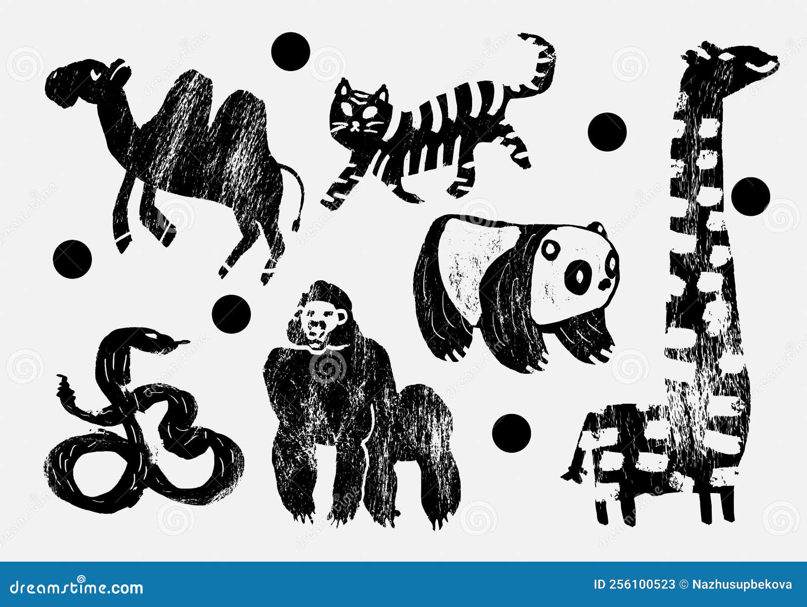 Pig. Abstract Domesticated Animal Poster. Jungle, Forest. Set Of ...