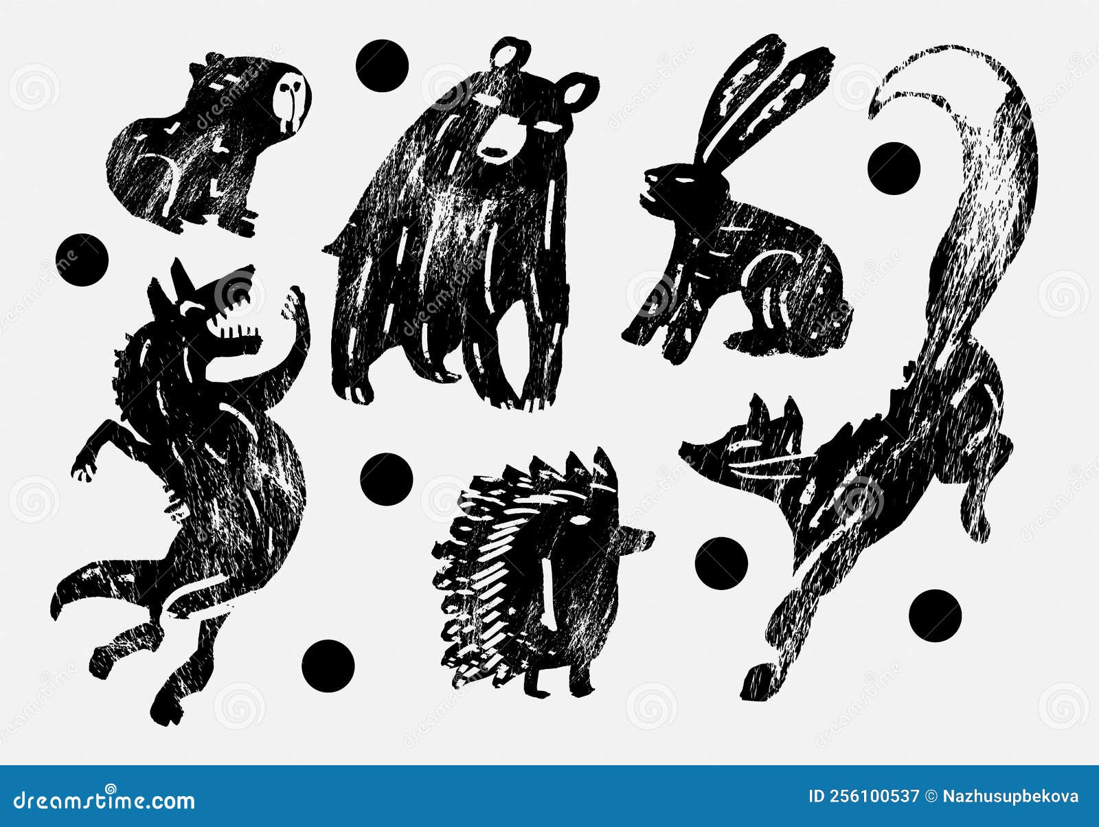 Pig. Abstract Domesticated Animal Poster. Jungle, Forest. Set Of ...