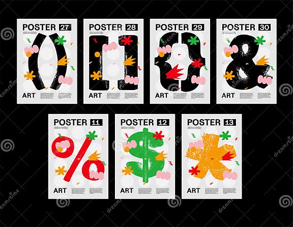 Signs, Brackets (), {}, [], $, &, , *. Poster Layout Design. Cute Font ...