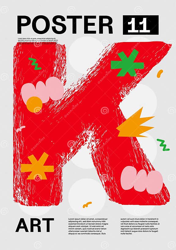 Letter K. Poster Layout Design. Alphabet. Cute Font. Template Poster ...