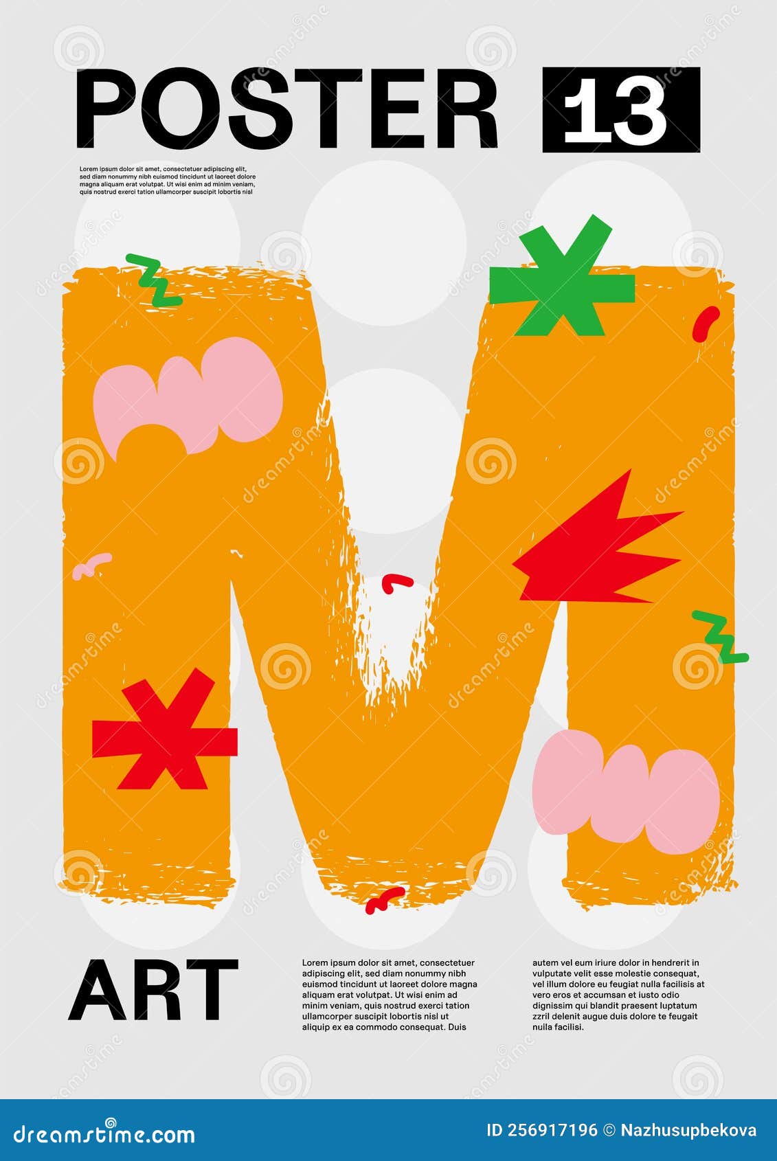 Letter M. Poster Layout Design. Alphabet. Cute Font. Template Poster ...