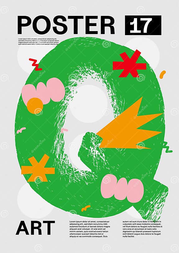 Letter Q. Poster Layout Design. Alphabet. Cute Font. Template Poster ...