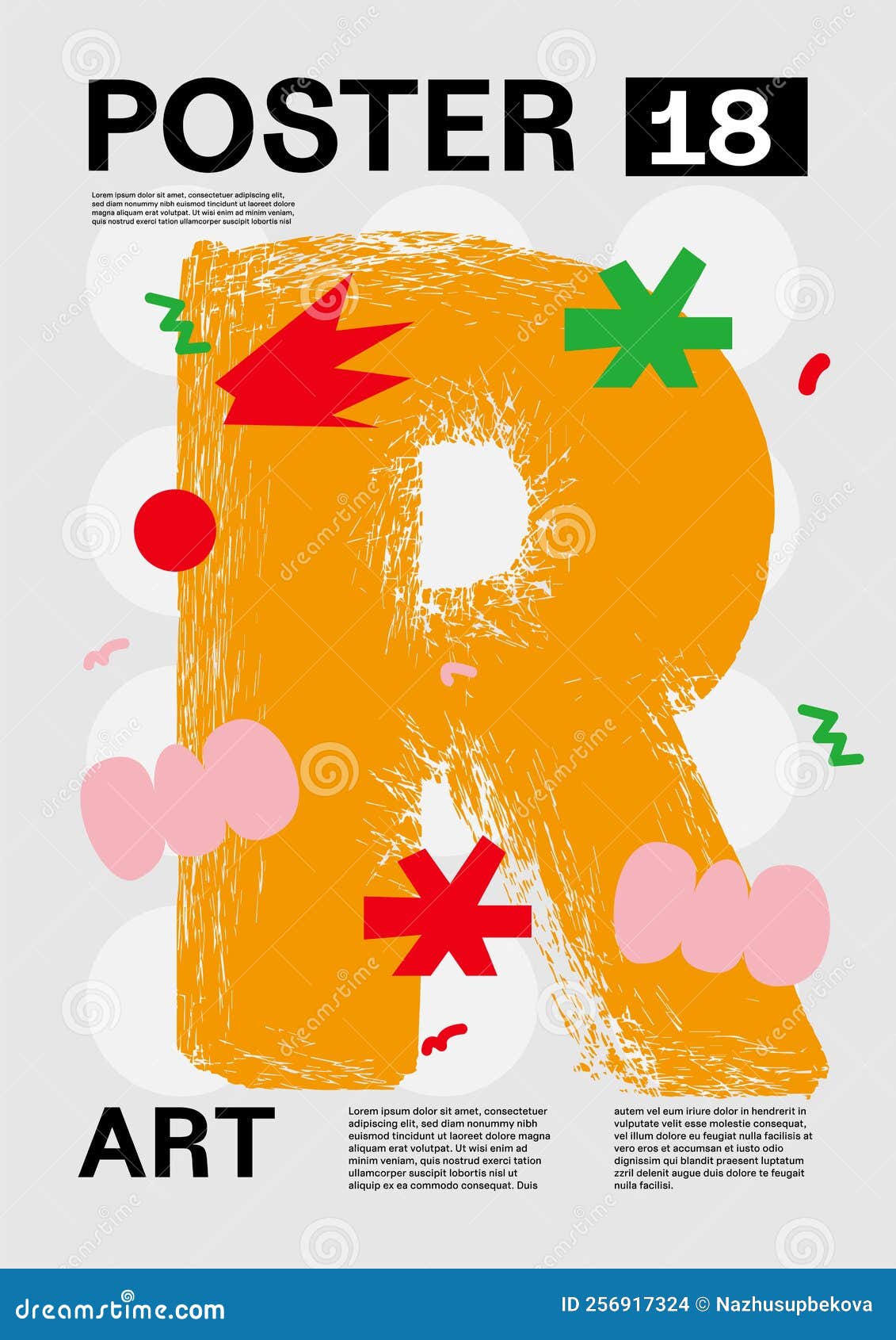 Letter R. Poster Layout Design. Alphabet. Cute Font. Template Poster ...