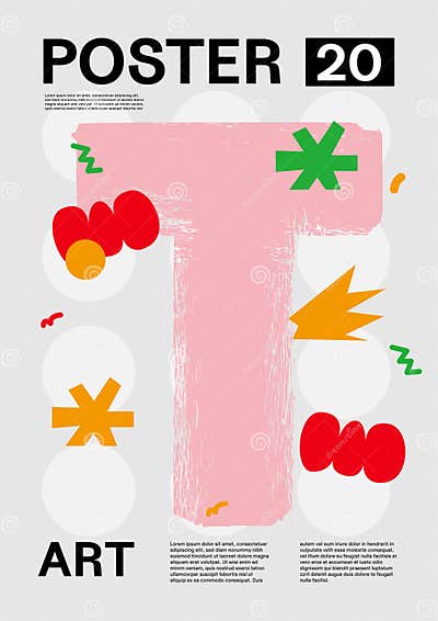 Letter T. Poster Layout Design. Alphabet. Cute Font. Template Poster ...