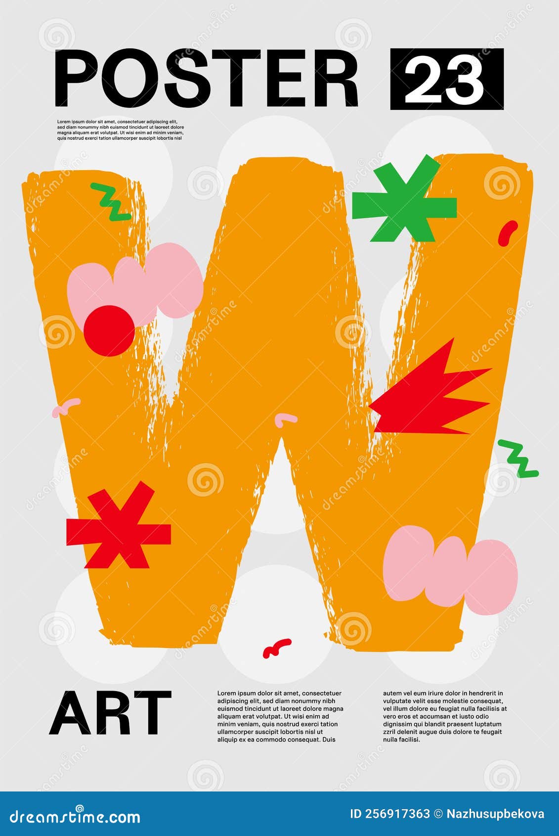 Letter W. Poster Layout Design. Alphabet. Cute Font. Template Poster ...