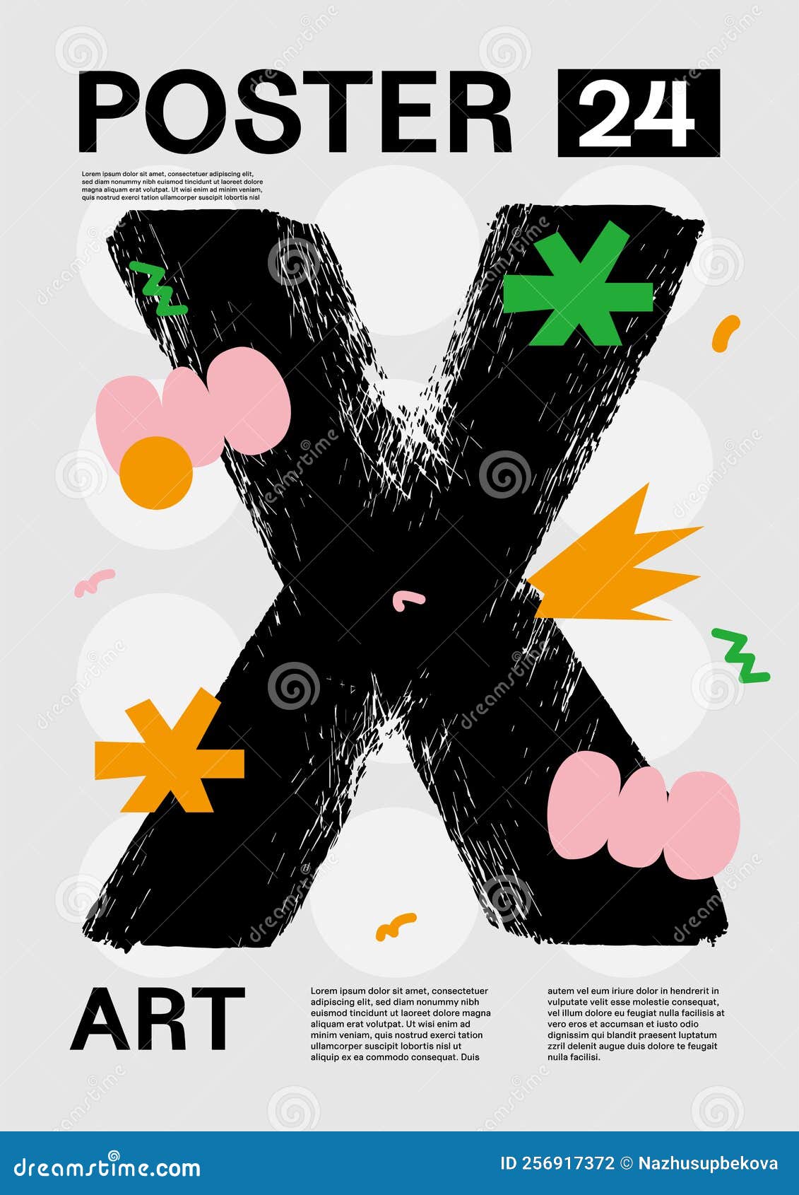 Letter X. Poster Layout Design. Alphabet. Cute Font. Template Poster ...