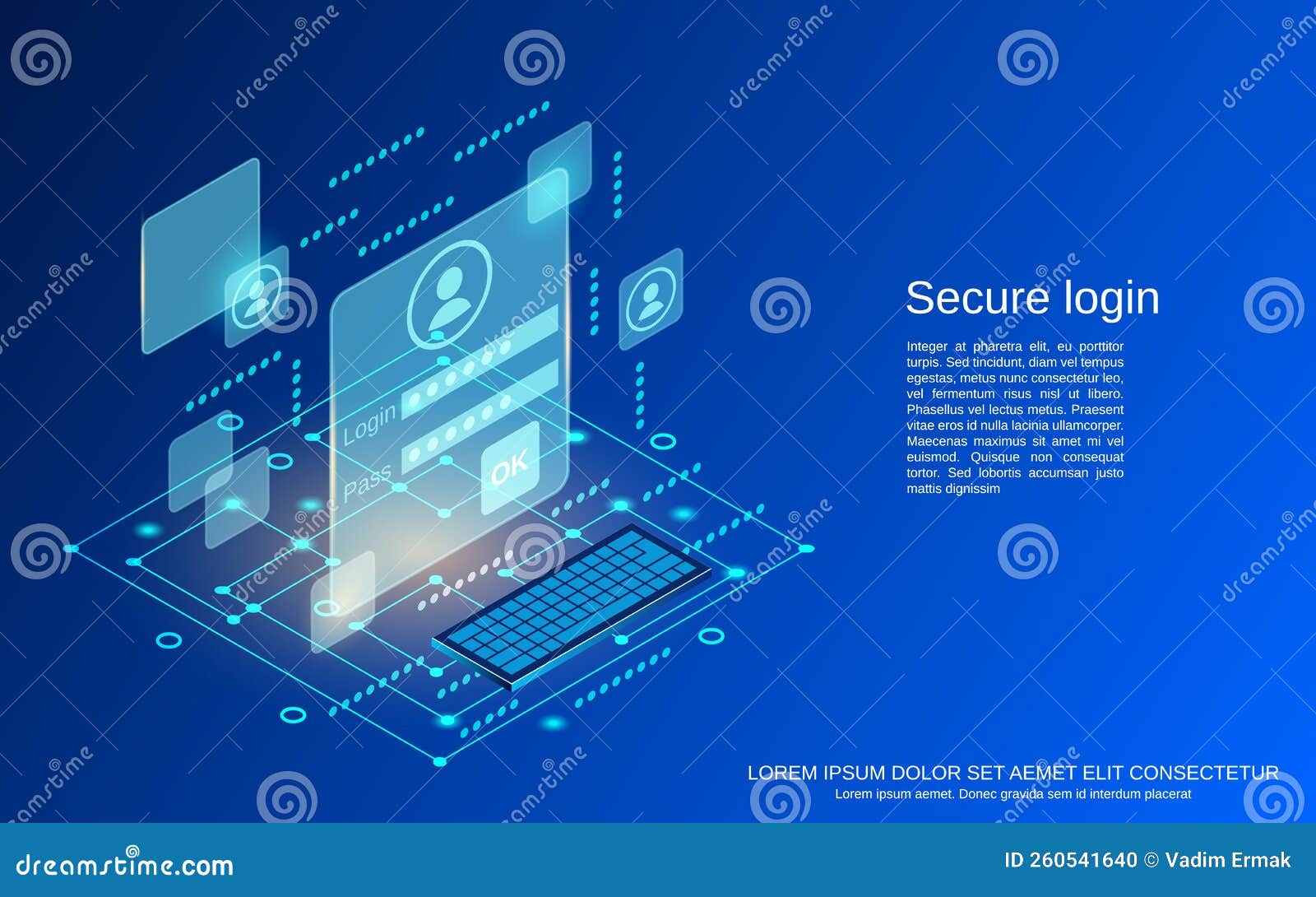 Secure Login Isometric Style Vector Concept Stock Vector - Illustration ...