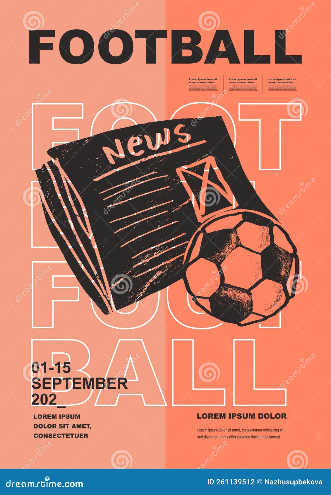 Ball with News, Newspaper Football Pitch Background. Stock Vector ...