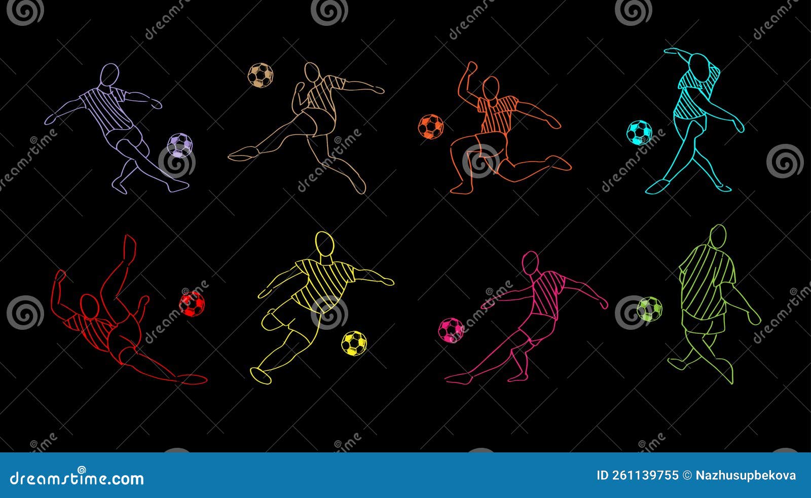 Soccer or Football Sports Outline Collection. Vector Illustration of ...