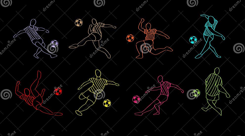 Soccer or Football Sports Outline Collection. Vector Illustration of ...