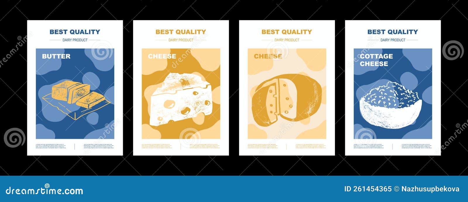 Illustration of Cottage Cheese, Cheese, Butter, Margarine. Stock Vector ...