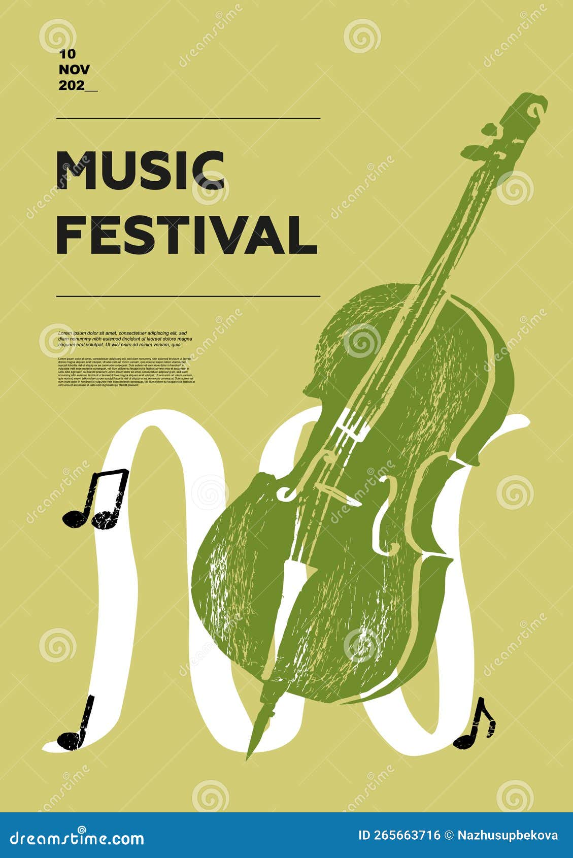 Double Bass, Contrabass, Counterbass, Cello. Music Festival Poster ...