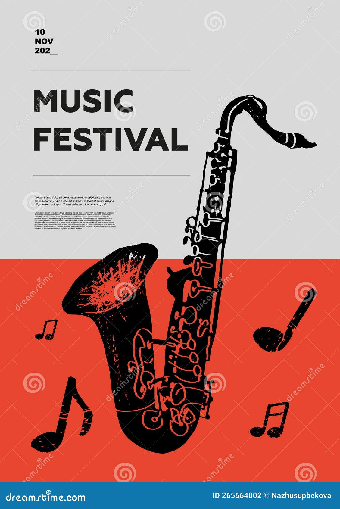 Saxophone, Sax. Music Festival Poster Stock Vector - Illustration of ...