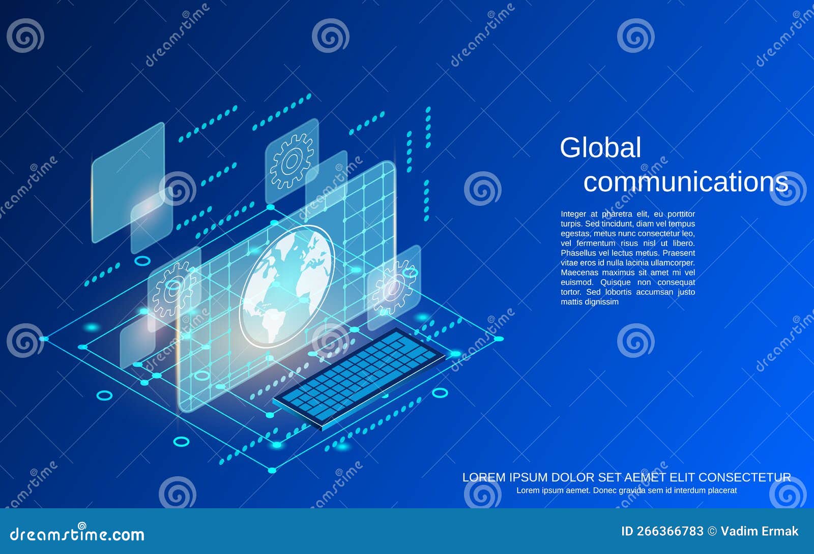 Global Communications 3d Isometric Vector Concept Stock Illustration ...