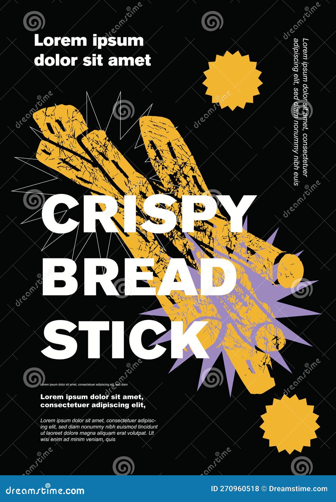 Fast Food, Crispy Bread Stick. Price Tag or Poster Design. Stock Vector ...