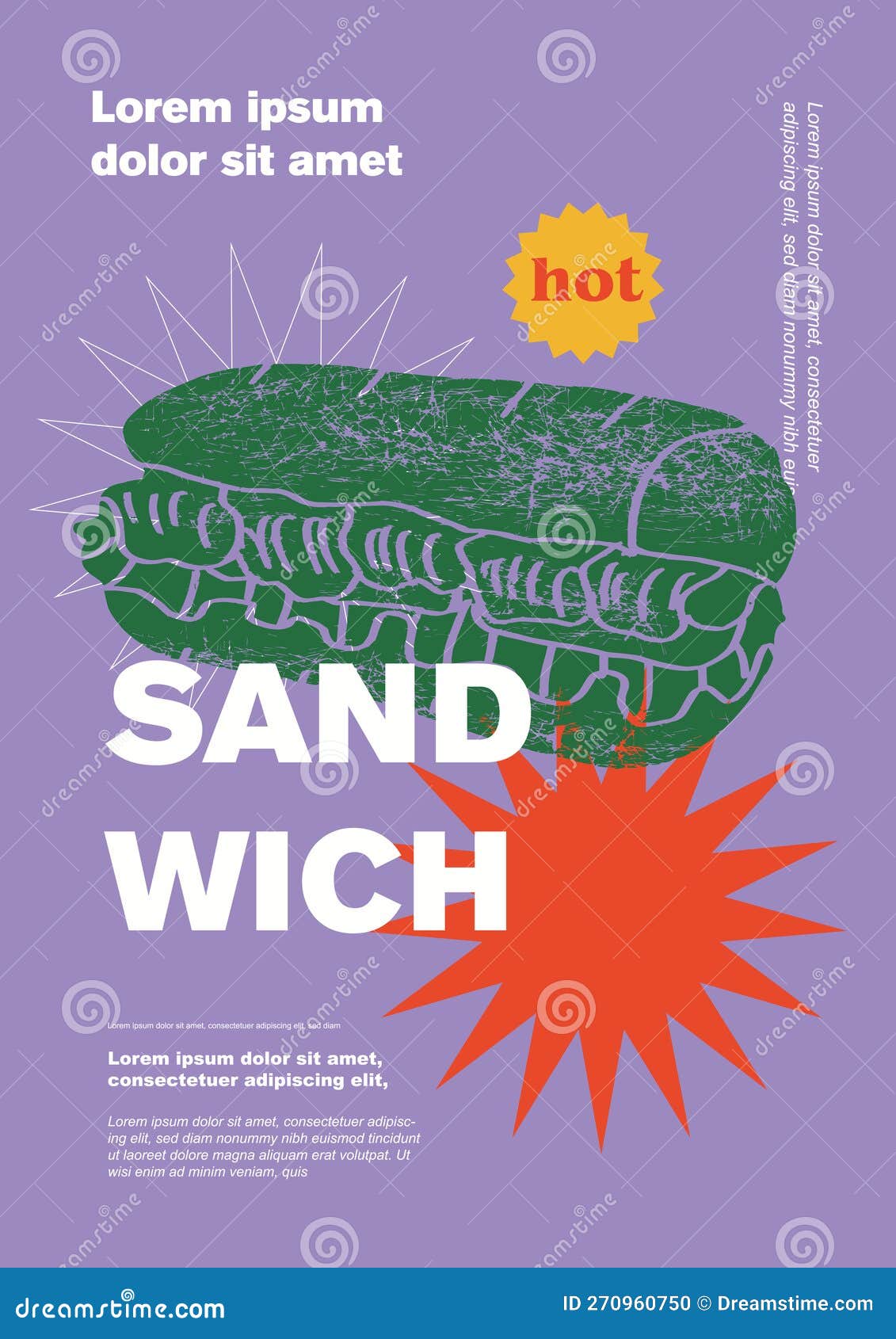 Sandwich. Price Tag or Poster Design. Stock Vector - Illustration of ...