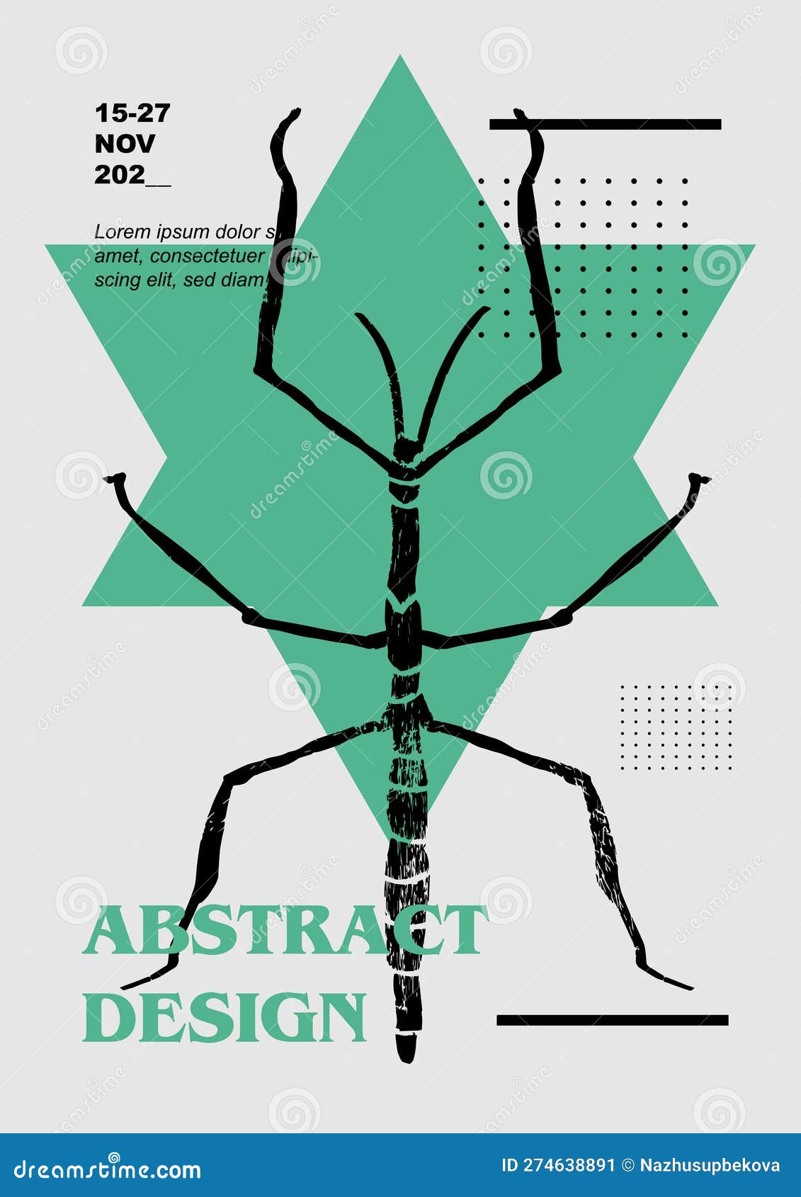 Stick Insect. Vector Poster with Insects. Stock Vector - Illustration ...