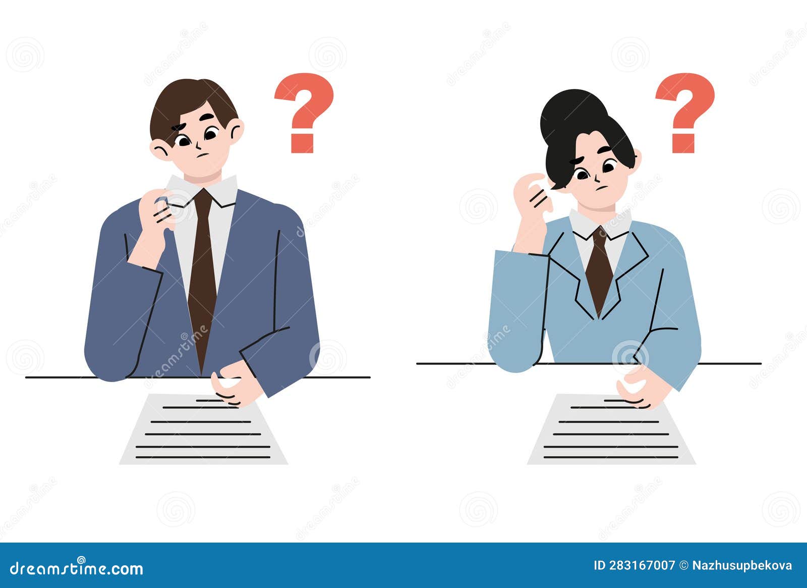 People Thinking Serious Tasks, Searching Informatio Stock Vector ...