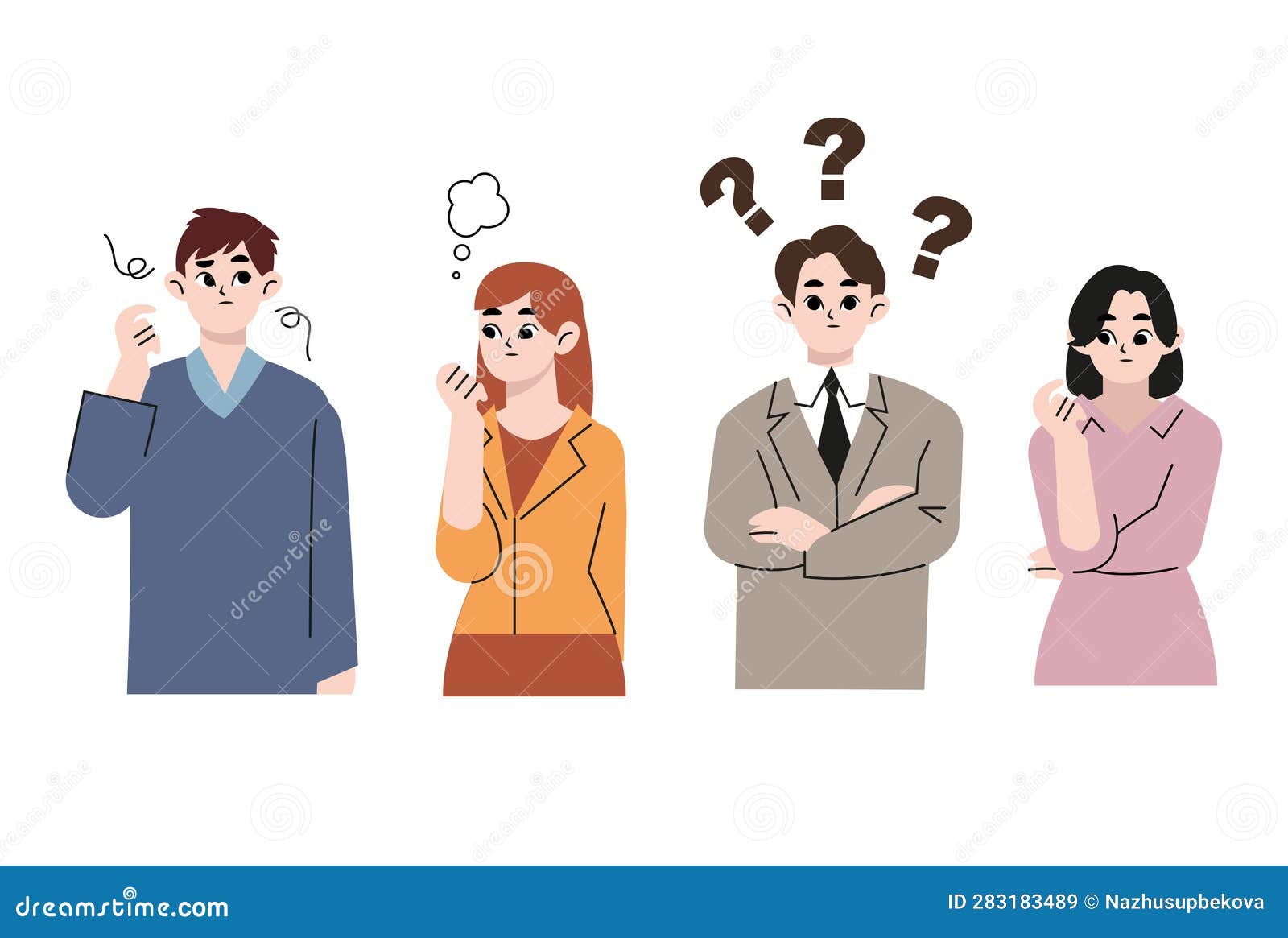 Puzzled People Wondering or Thinking, Planning or Pondering Stock ...