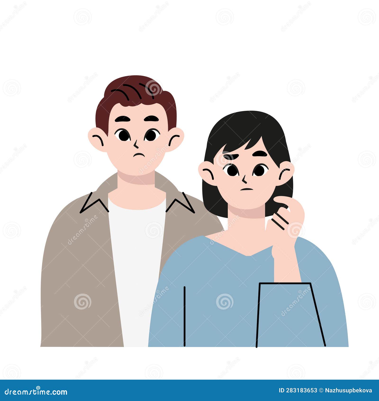 Couple of Man and Woman Having a Question Stock Vector - Illustration ...