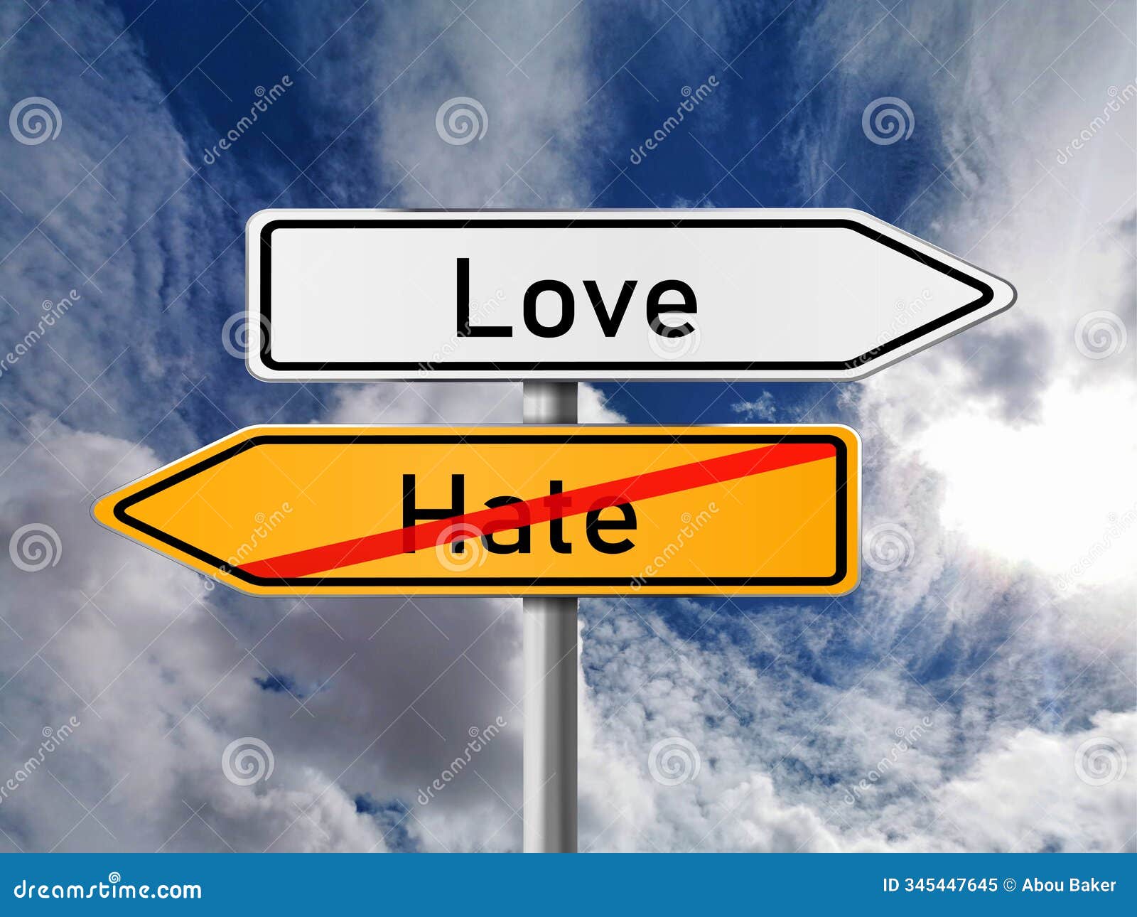 Signpost Indicating Choice between Love and Rejected Hate Stock Image ...